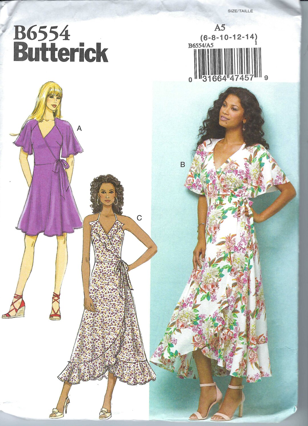 Uncut Sewing Pattern Wrap Dresses Butterick Pattern 328 6554 Women's ...