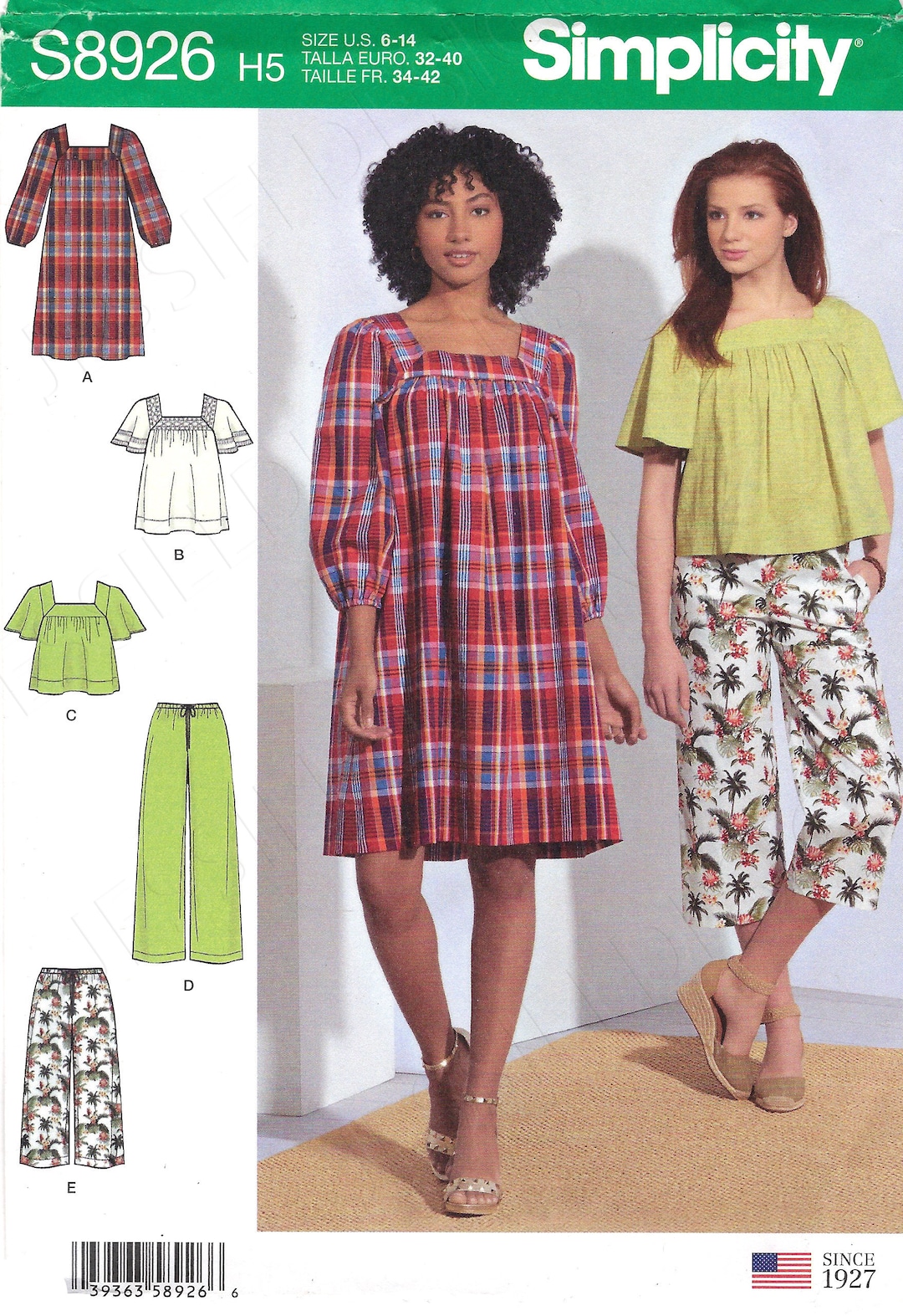 Uncut Simplicity Sewing Pattern 8926 10195 Misses' Dress or Top and ...