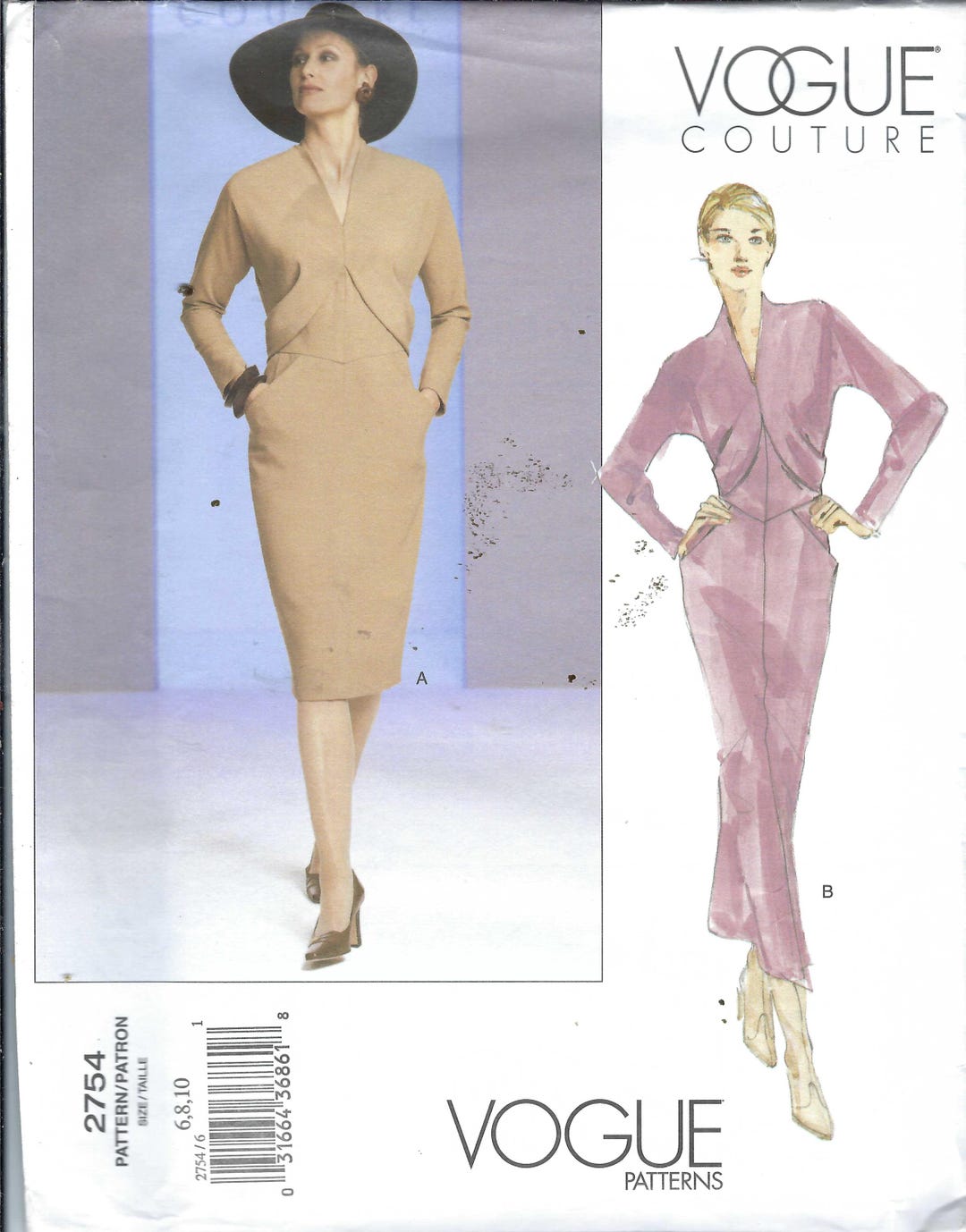 Uncut Vogue Sewing Pattern 2754 Misses Vintage Style Dress Size 6-10 - Etsy