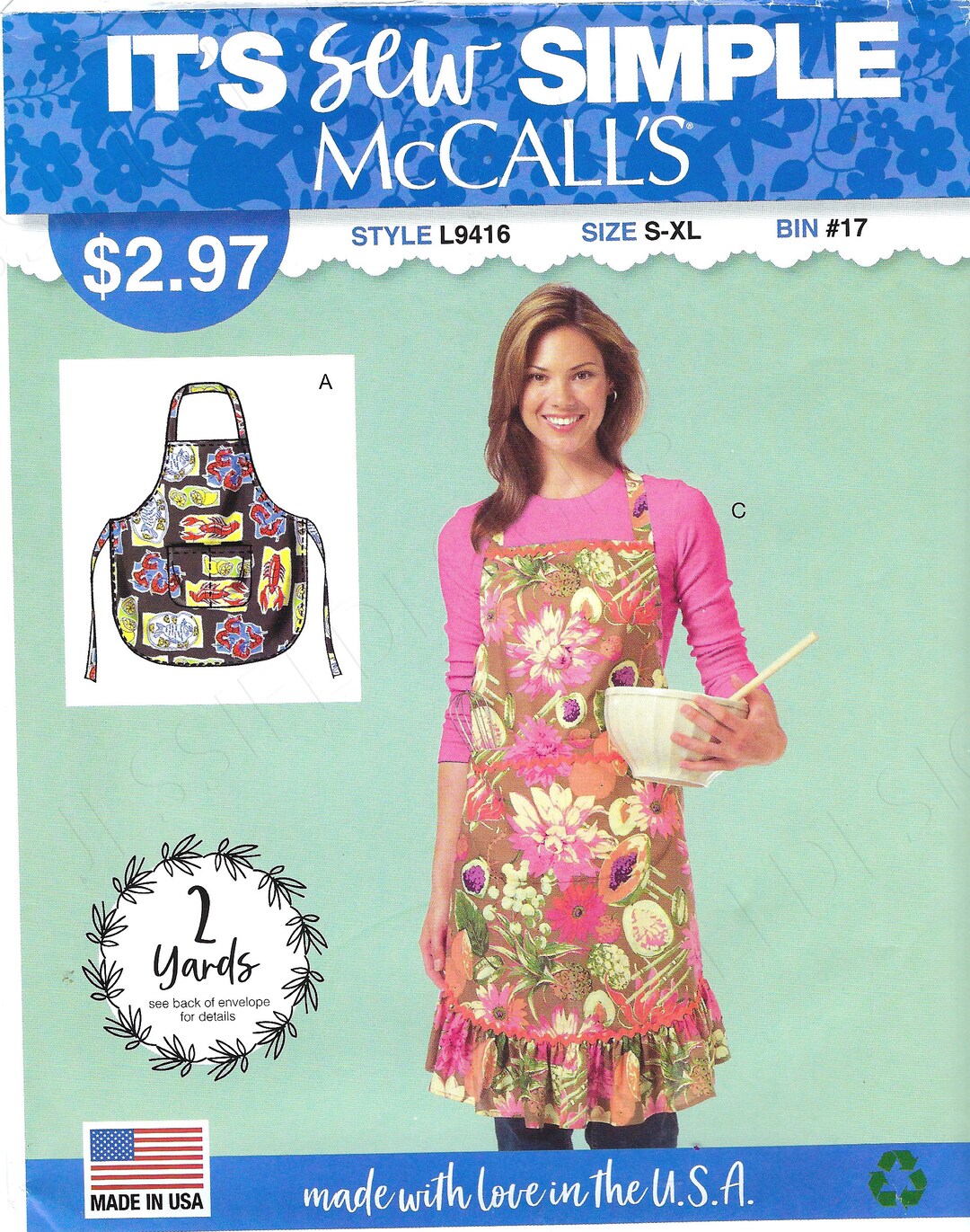 Uncut Mccall's Sewing Pattern 9416 Misses Aprons Size S-XL FF - Etsy