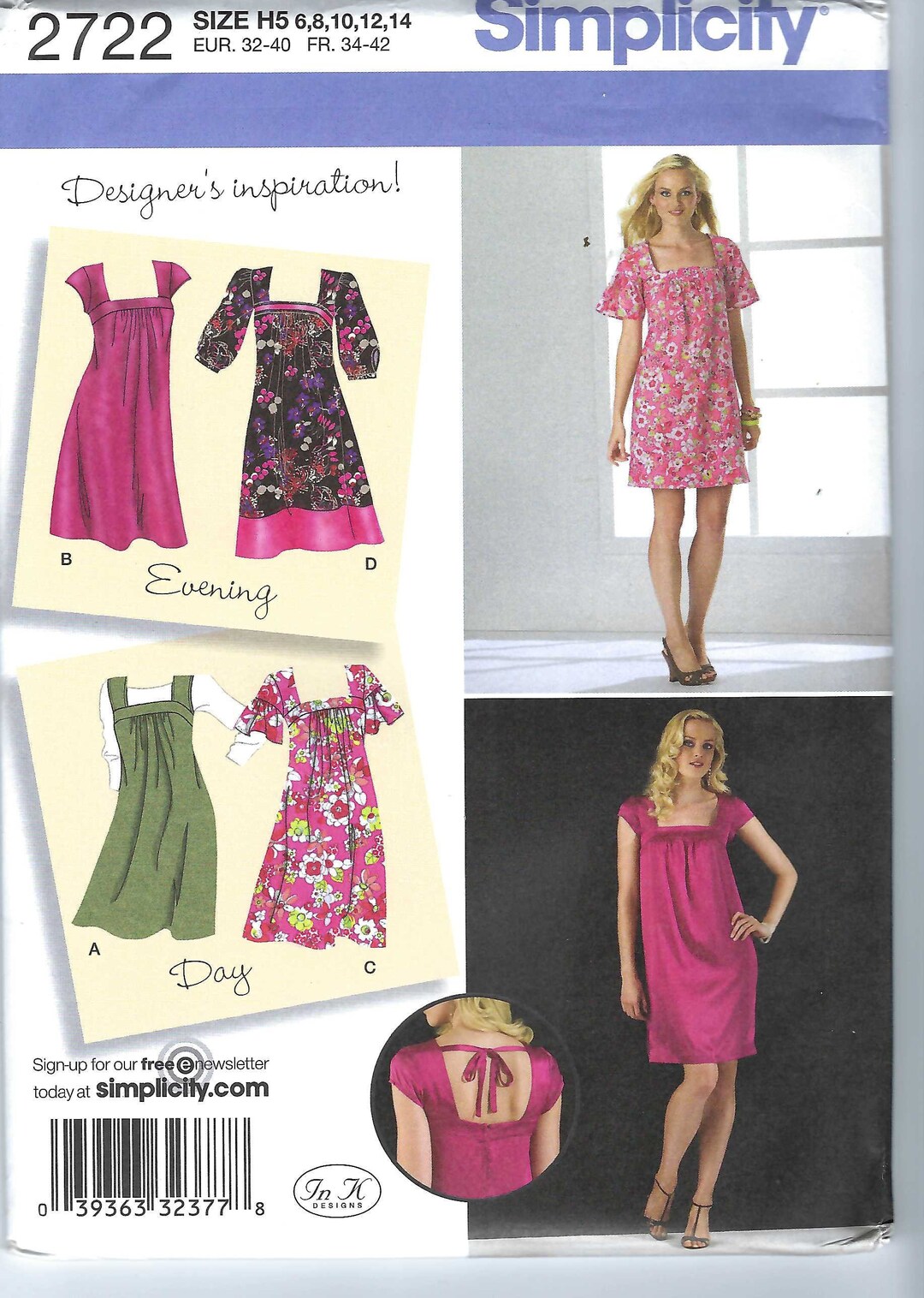 Uncut Simplicity Sewing Pattern 2722 Size 6, 8, 10, 12, 14 2008 Day and ...