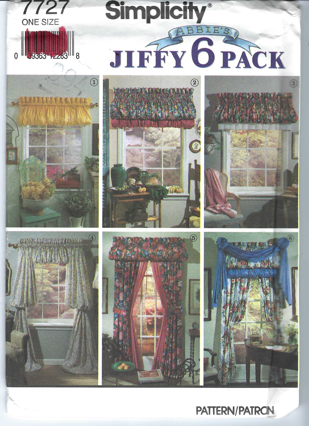 Uncut Simplicity Sewing Pattern 7727 Abbie's Jiffy 6 Pack Curtains ...