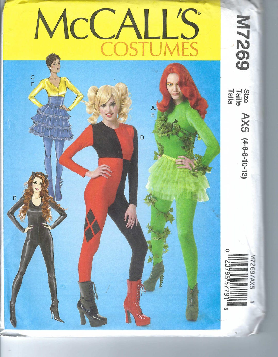 Uncut Mccalls Sew Sewing Pattern Size 4-12 Misses' Comic Book Villian ...