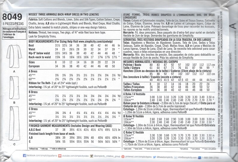 Uncut Simplicity Sewing Pattern 8049 Sewing Pattern - 1960’s Vintage Wrap Dress - Sizes 8 -16 16 ...