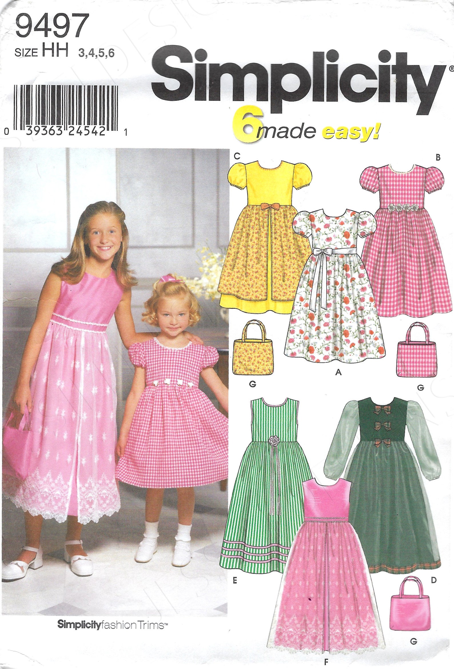 Uncut Simplicity Sewing Pattern 9497, Girl’s Dress Pattern, Child’s ...