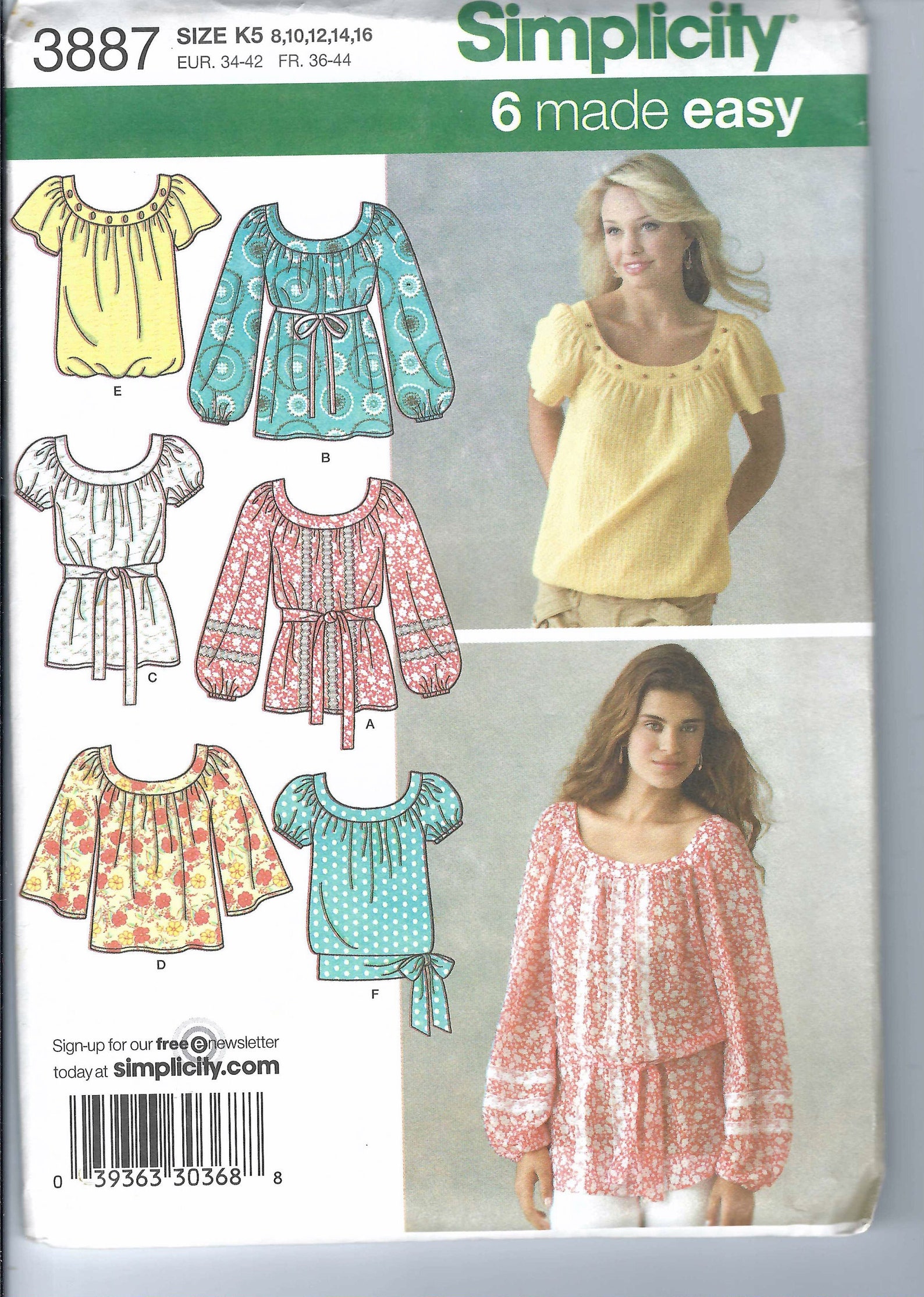 Uncut Simplicity Sewing Pattern 3887 Size 8-16 16-24 Banded Neckline ...