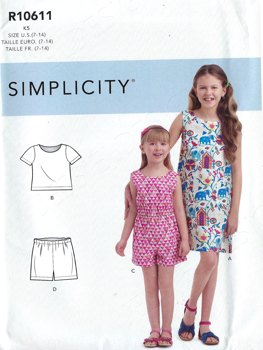 Uncut Simplicity Sewing Pattern 9156 10611 Girls Summer Shift Dress Top ...