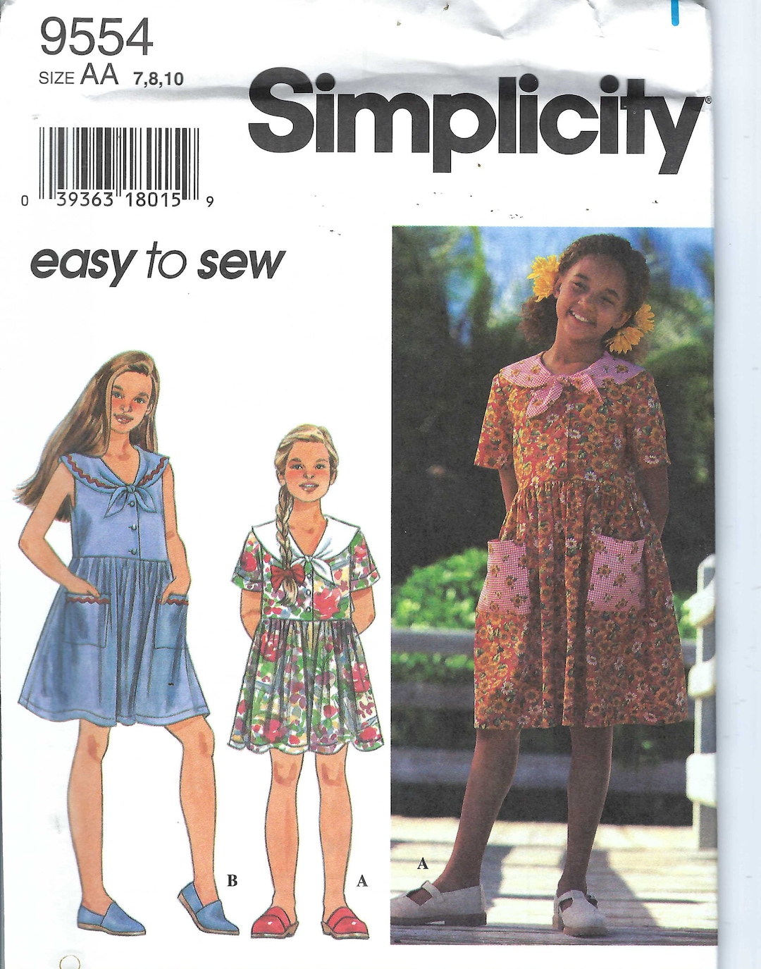 Uncut Vintage Simplicity Sewing Pattern Girls Easy to Sew Summer Dress ...