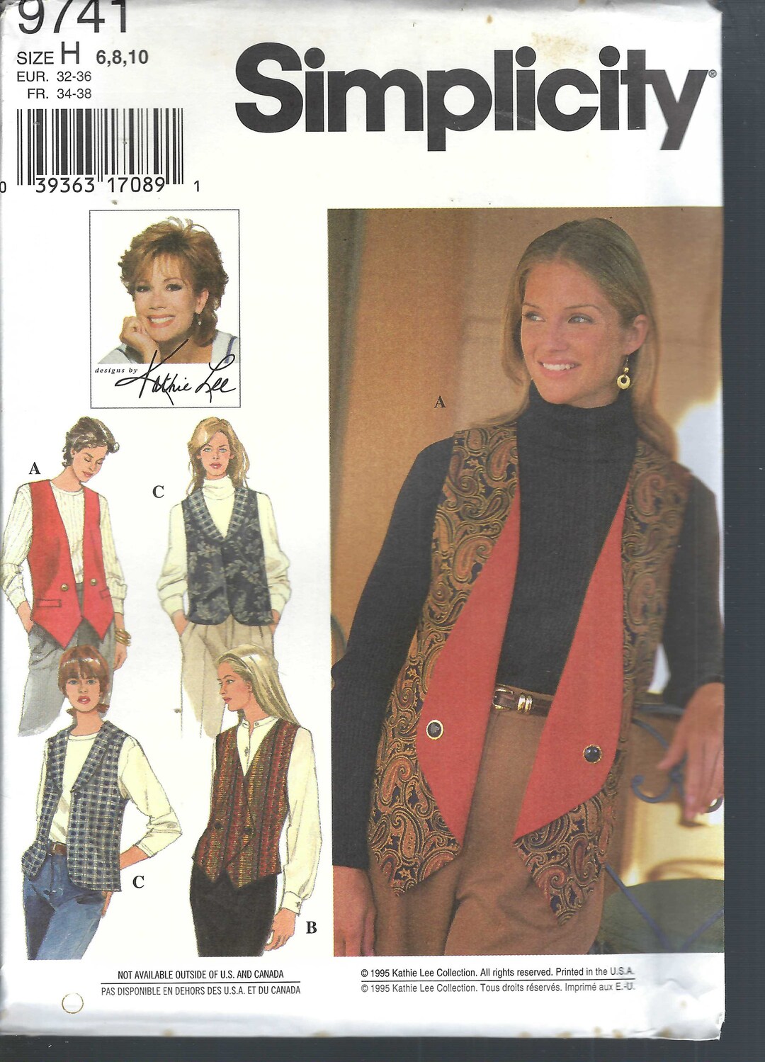 Uncut Vintage Simplicity Sewing Pattern 9741 Long Collared or Not Vest ...