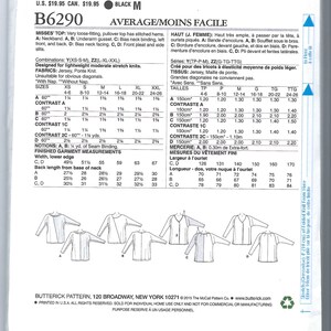 Uncut Butterick Sewing Pattern 6290 Misses' Batwing Tops New Uncut Size ...