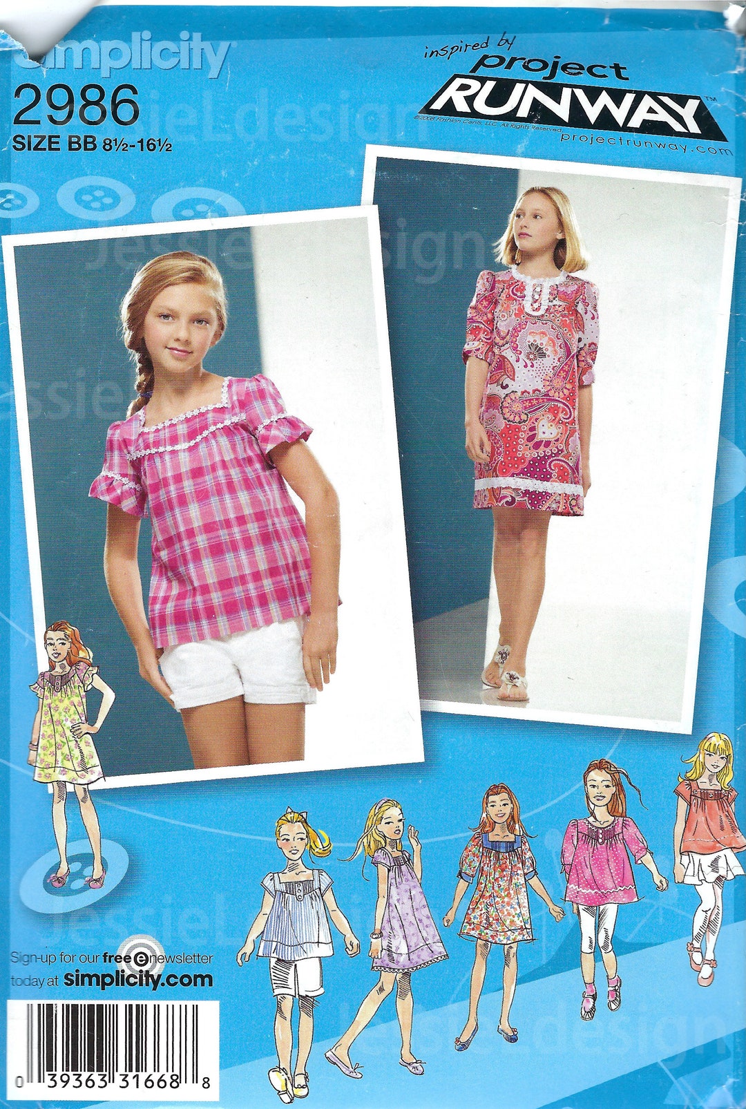 Uncut Simplicity Sewing Pattern 2986 Project Runway Girls Dresses Tops ...