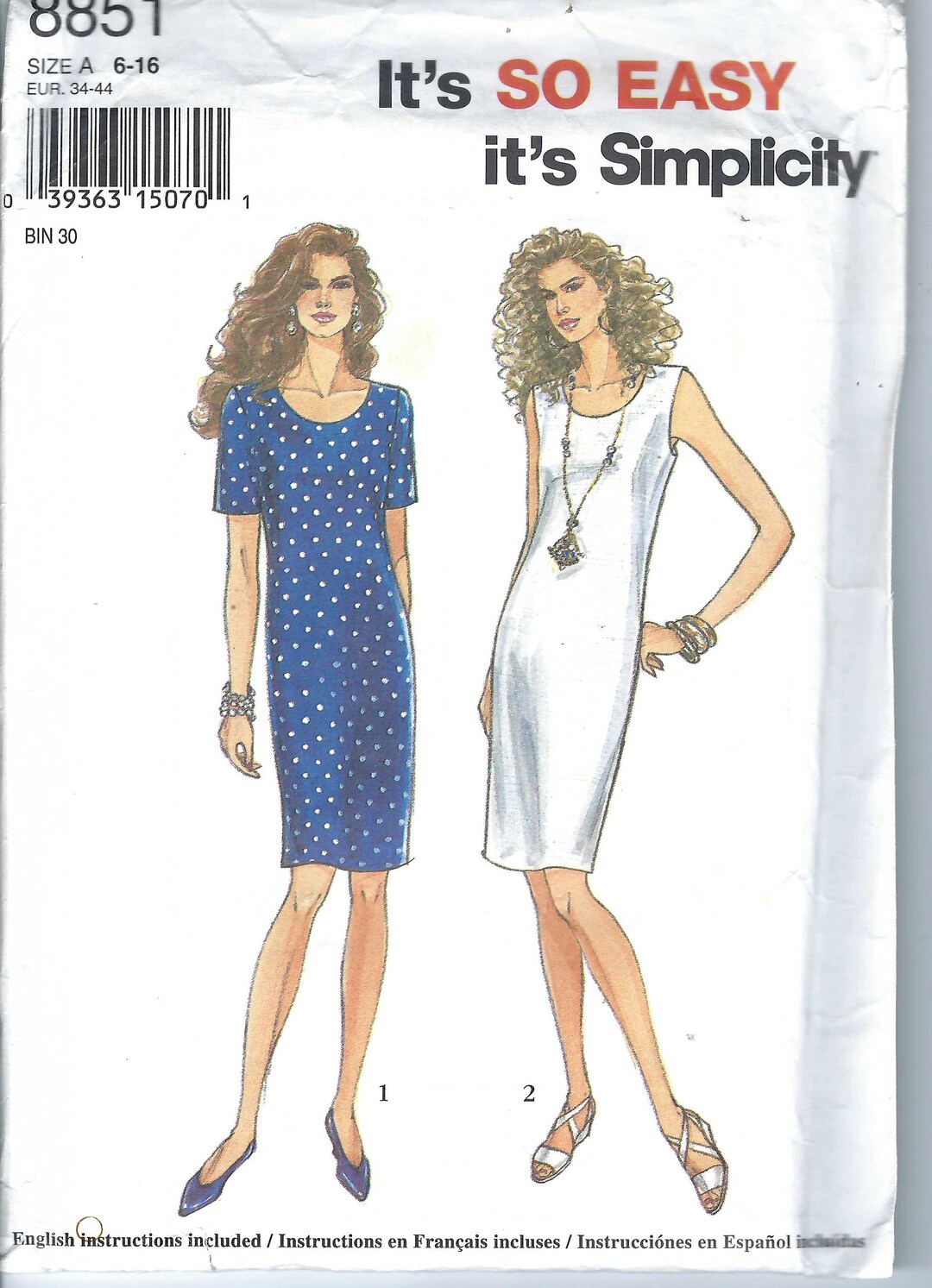 Uncut Vintage Simplicity Sewing Pattern 8851, Petite, Summer Dress ...