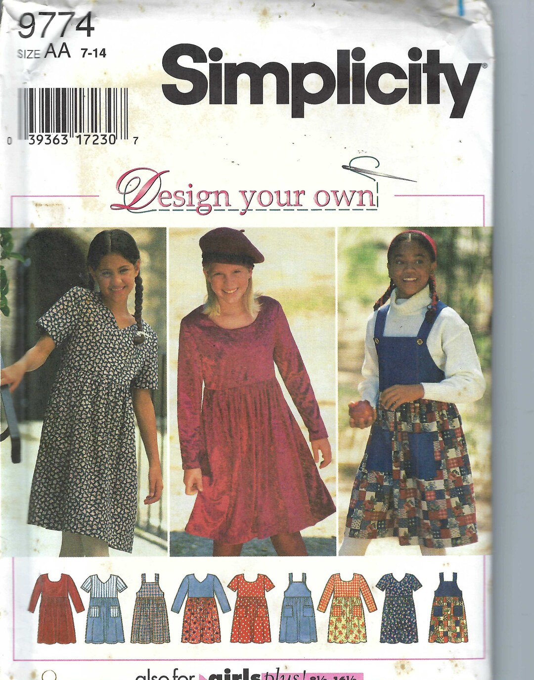 Uncut Vintage Simplicity Sewing Pattern Size 7-14 Girl's Empire Waist ...