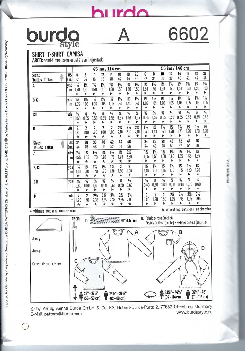 Uncut Burda Sewing Pattern Young-pattern Shirt 6602 Size 6-20 FF - Etsy