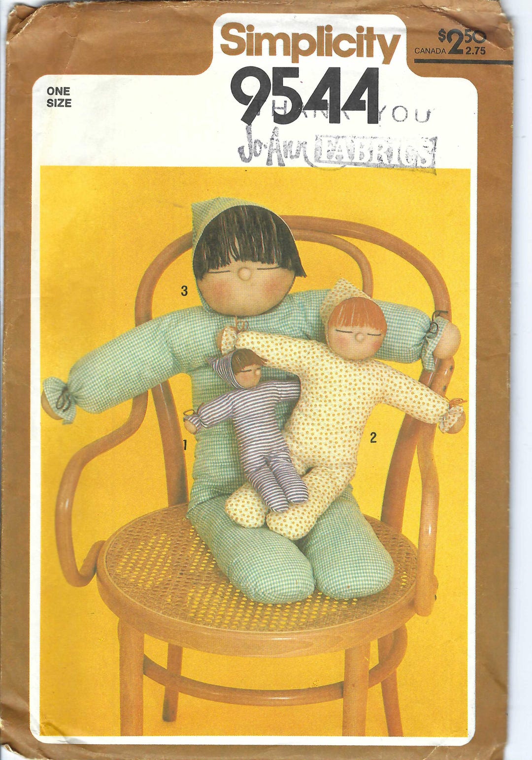 Uncut Vintage Simplicity Sewing Pattern 9544 Primitive Stuffed Doll in ...