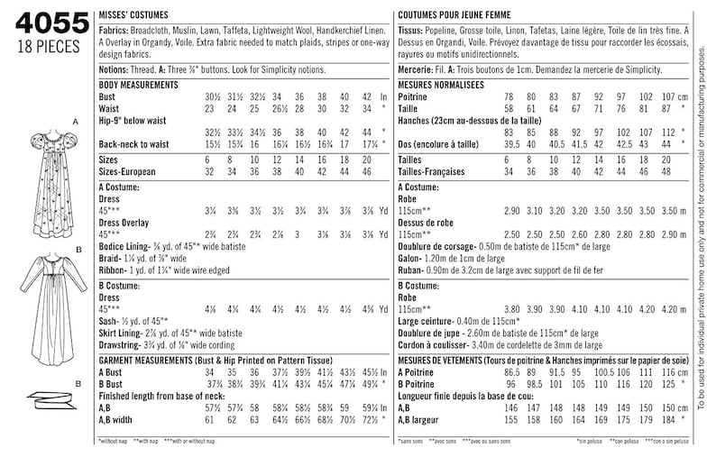Uncut Simplicity Sewing Pattern 4055 Sewing Pattern Circa 1795-1825 ...