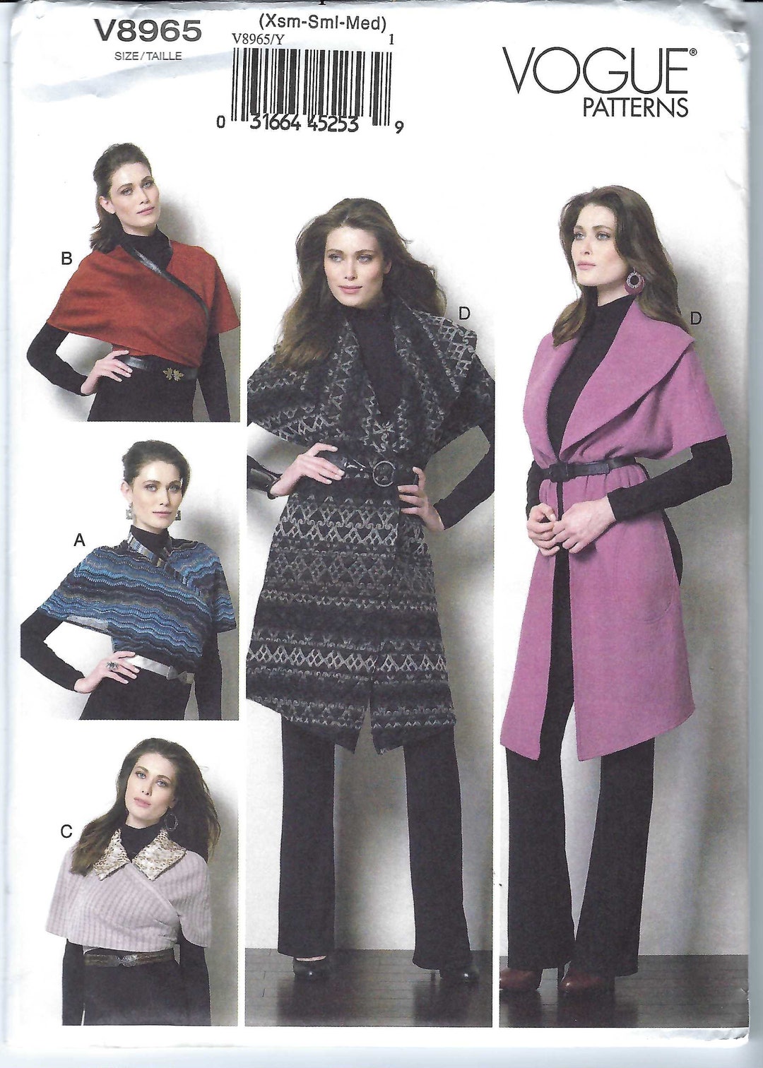 Uncut Vogue Sewing Pattern 917 8965 Four Different Wraps Short & Long ...