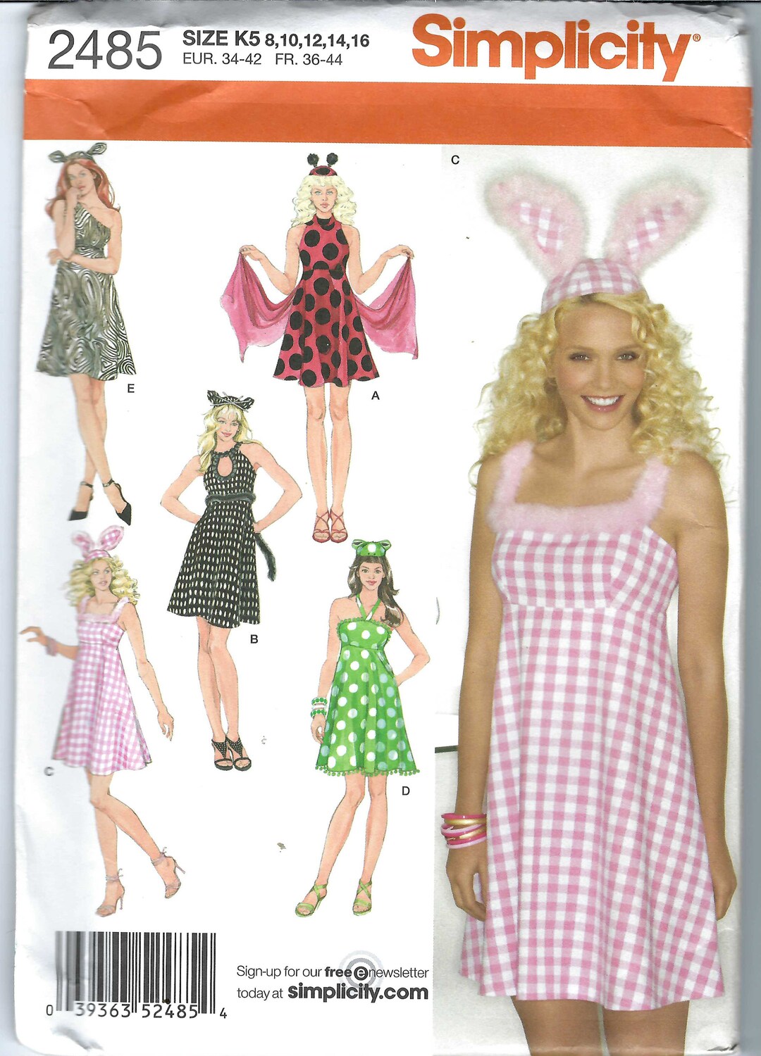 Uncut Simplicity Sewing Pattern 2485 Cat Bear Zebra Bunny Lady Bug ...
