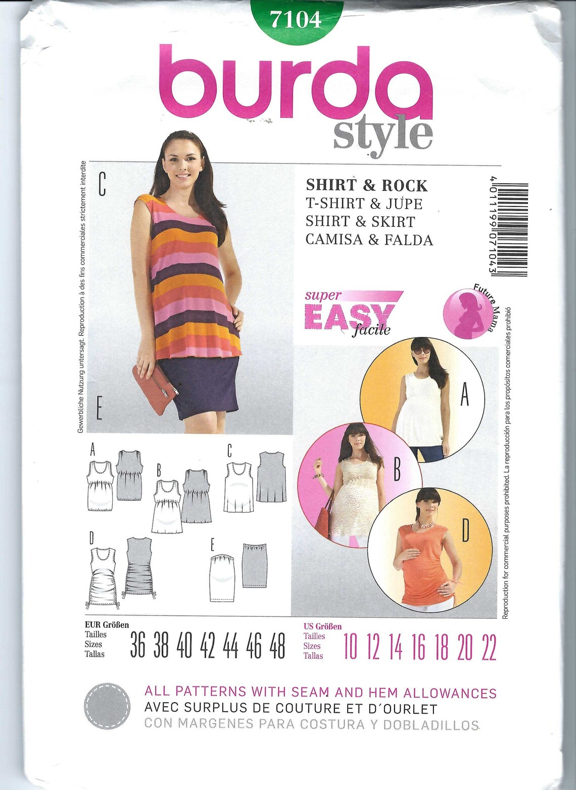 FF Burda Style Sewing Pattern 7104 Size 10-22 Maternity - Etsy