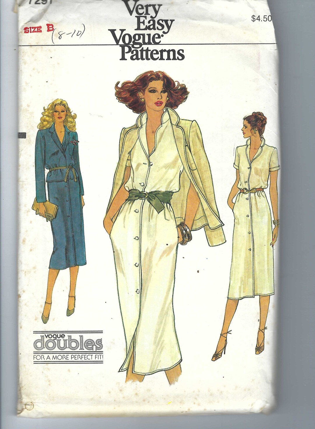 Uncut Vintage Vogue Sewing Pattern 7291 Size 8 -10 Adult Woman Button ...