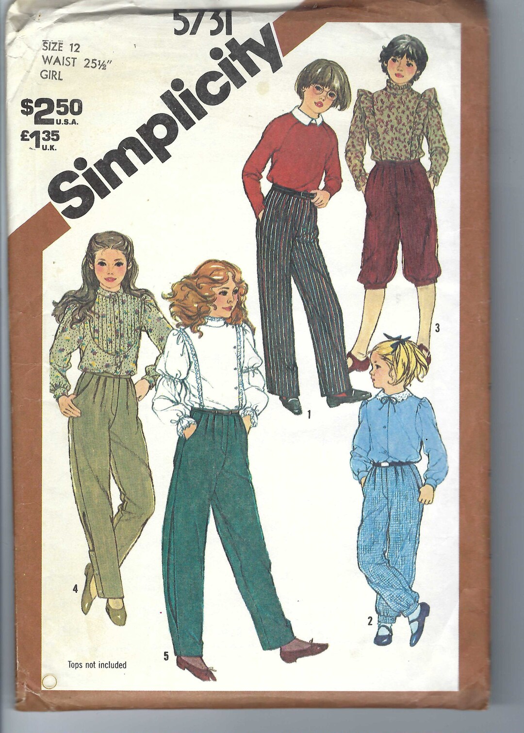 Uncut Vintage Simplicity Sewing Pattern 5731 Teen Girls PANTS, Slacks ...