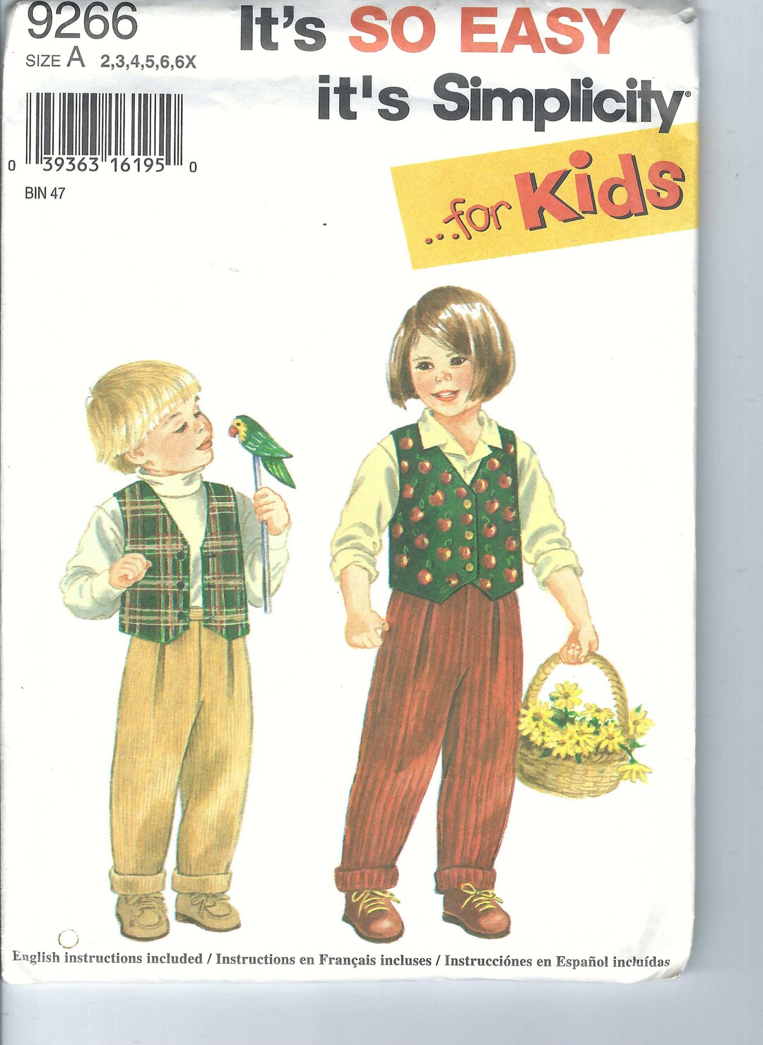 Uncut Vintage Simplicity Sewing Pattern 9266 Child's Pants and Lined ...