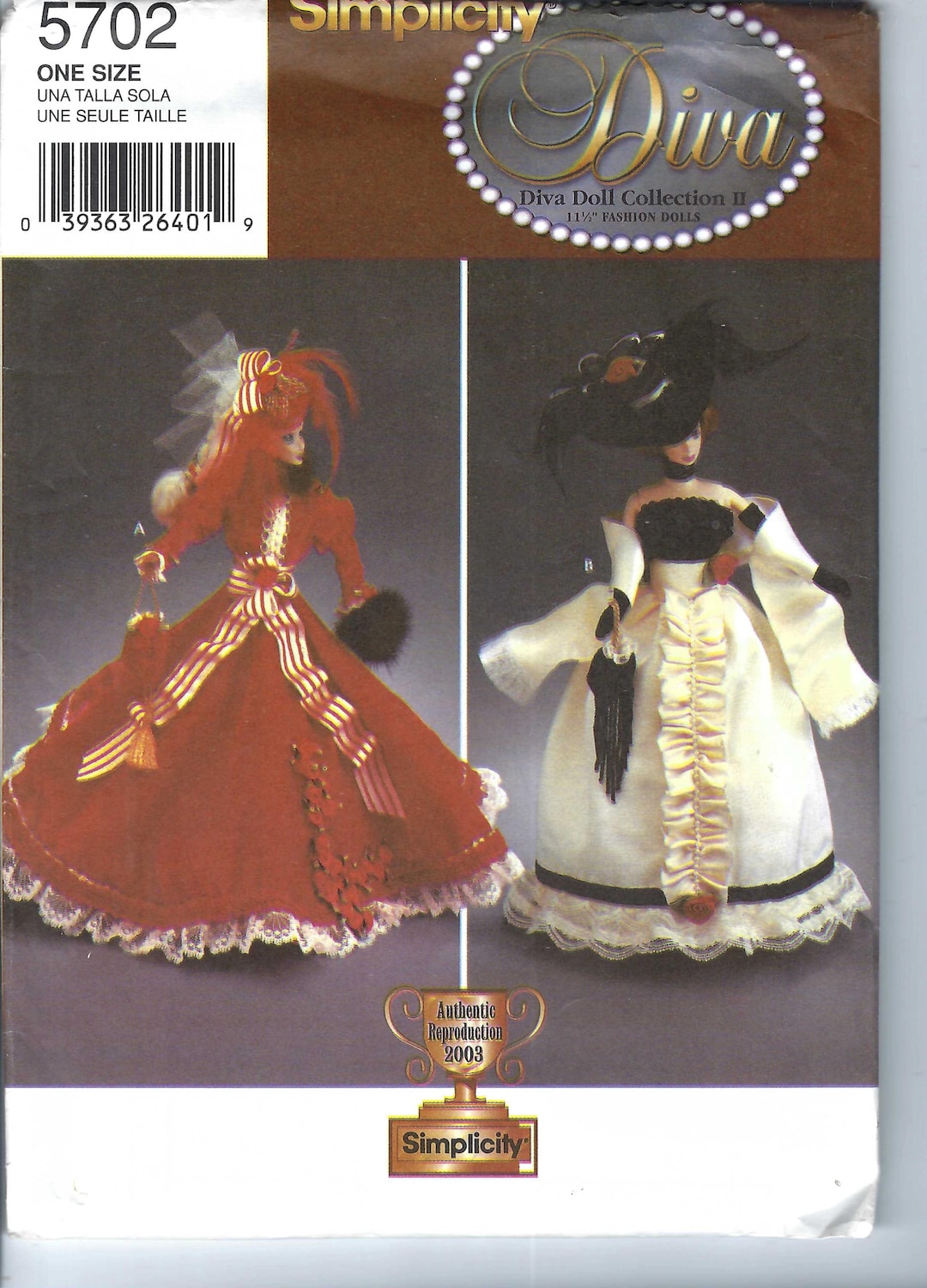 Uncut Simplicity Sewing Pattern Doll Clothes for Barbie, Fashion Doll ...