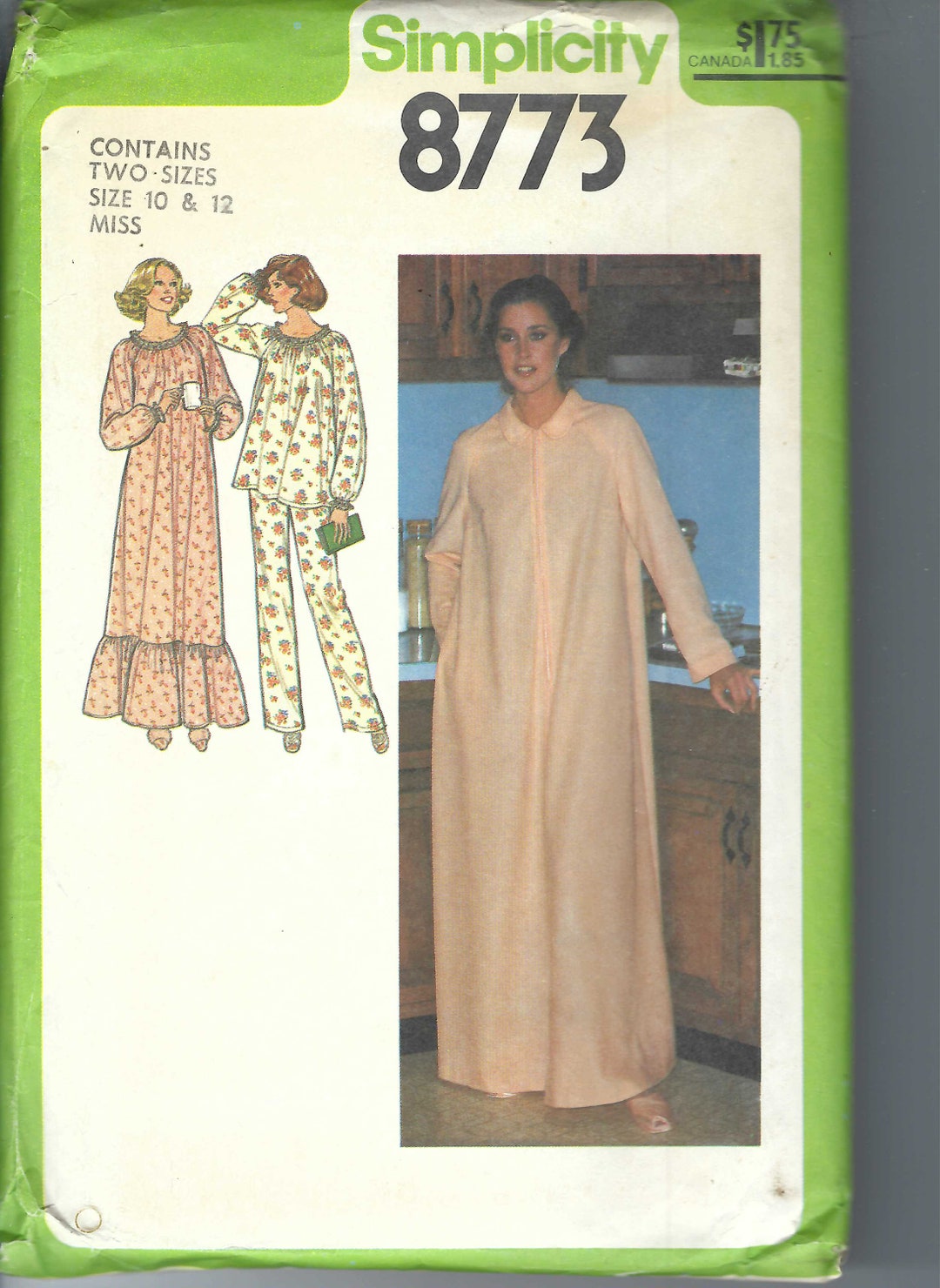 Uncut Vintage Simplicity Sewing Pattern 8773, Nightgown Pattern Size 10 ...