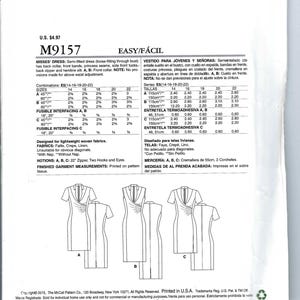 Uncut Mccalls Sew Sewing Pattern 9157 Mccalls Misses Dress Size 14-22 ...