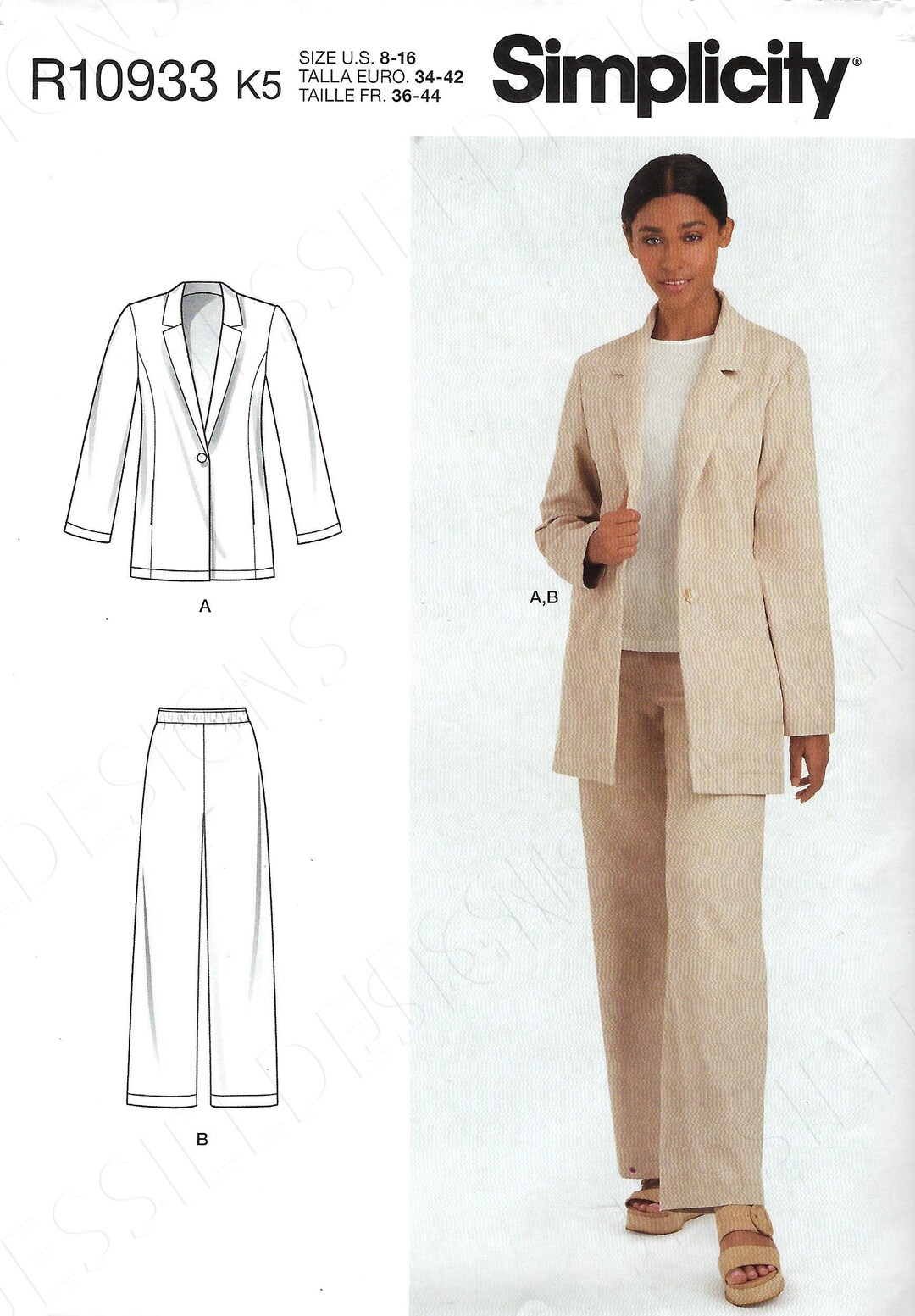 Uncut Simplicity Sewing Pattern 10933 9227 Misses Jacket and Pants Size ...