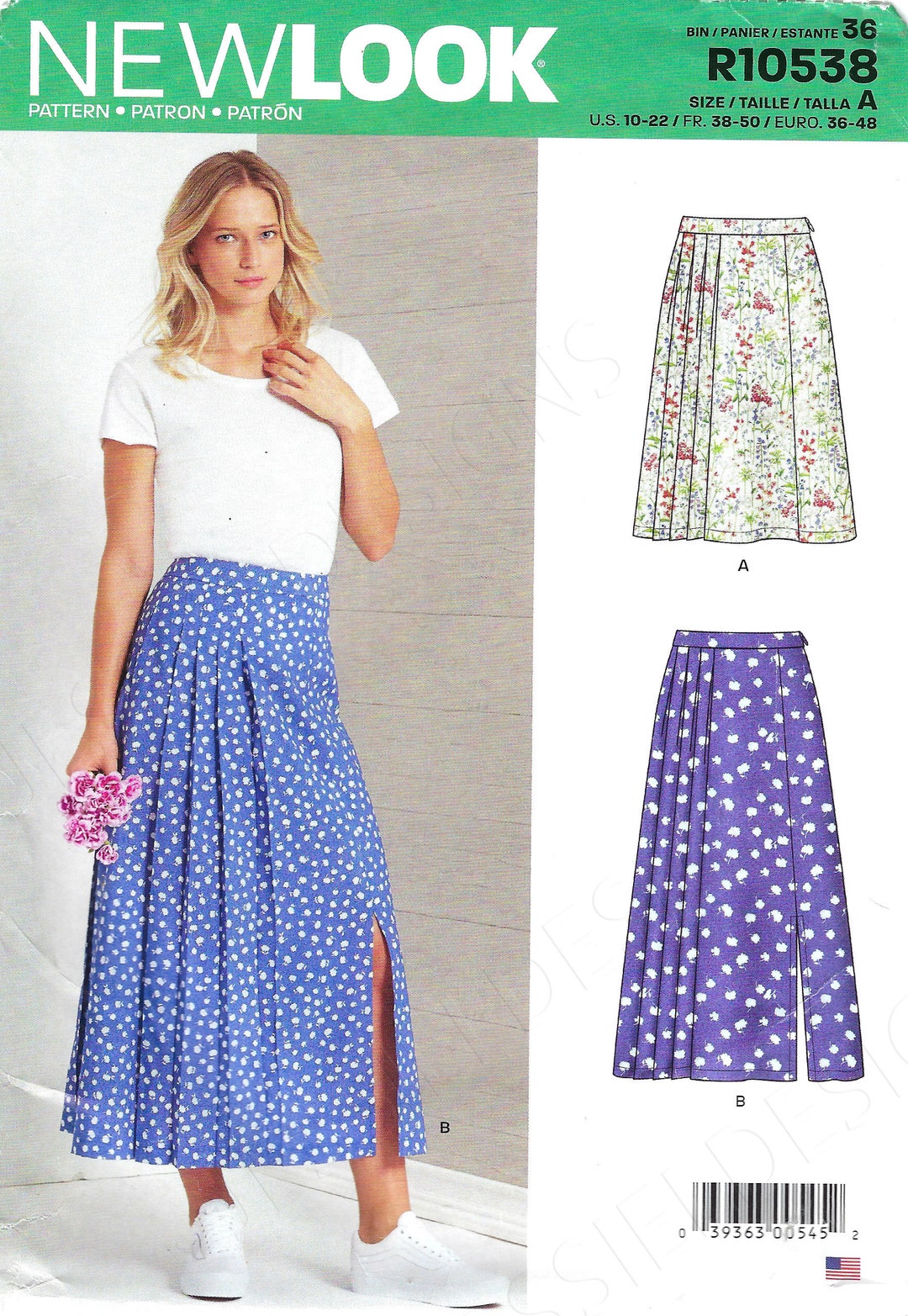 Uncut New Look Sewing Pattern 10538 6659 R10538 Misses' Pleated Skirt ...