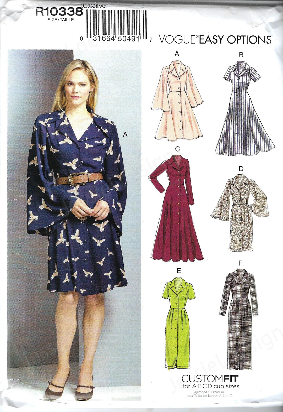 Uncut Vogue Sewing Pattern 10338 9345 Misses Plus Size Dress Size 6-14 ...
