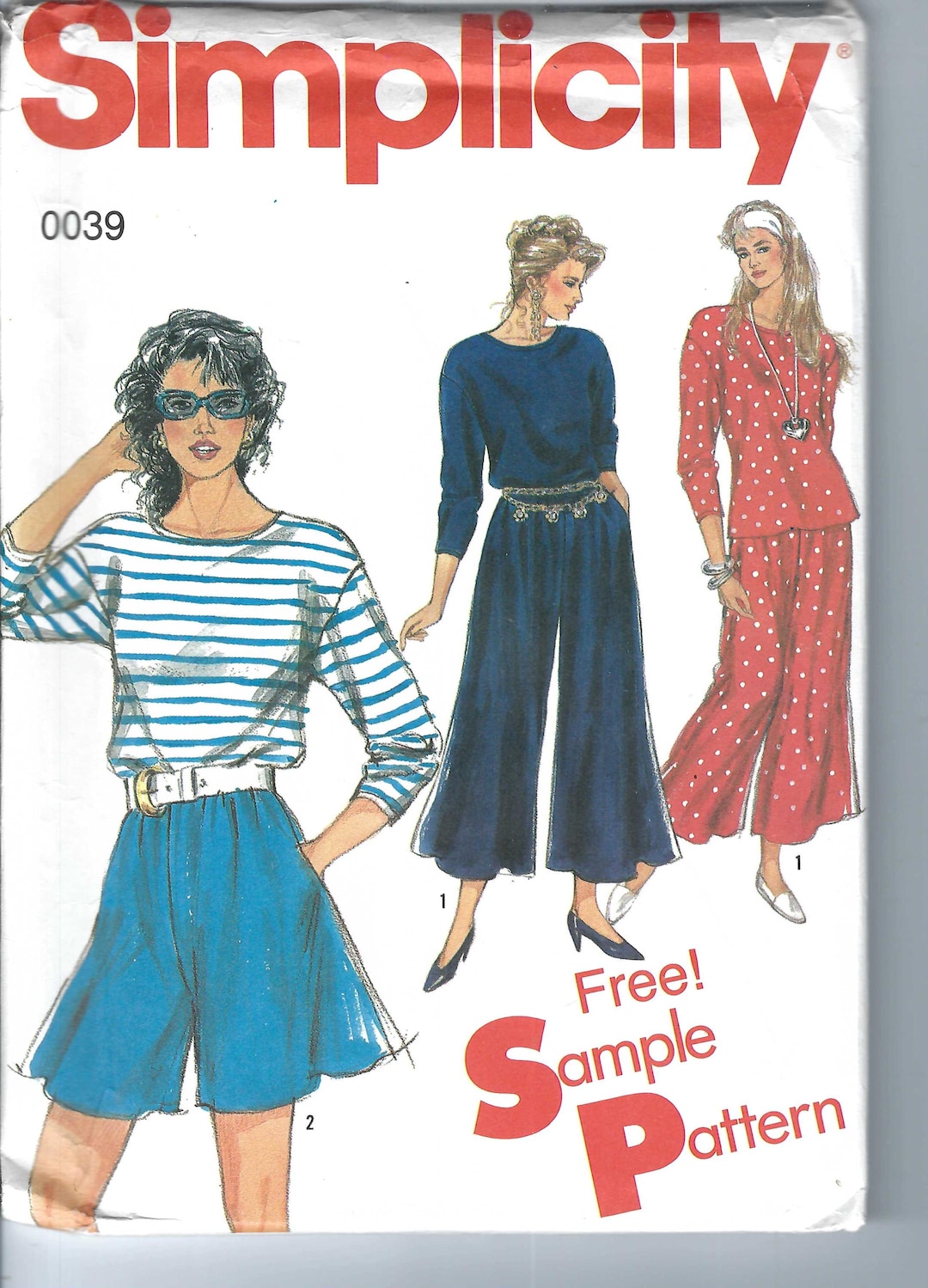 Uncut Vintage Simplicity Sewing Pattern 0039 Pullover Top Culottes ...