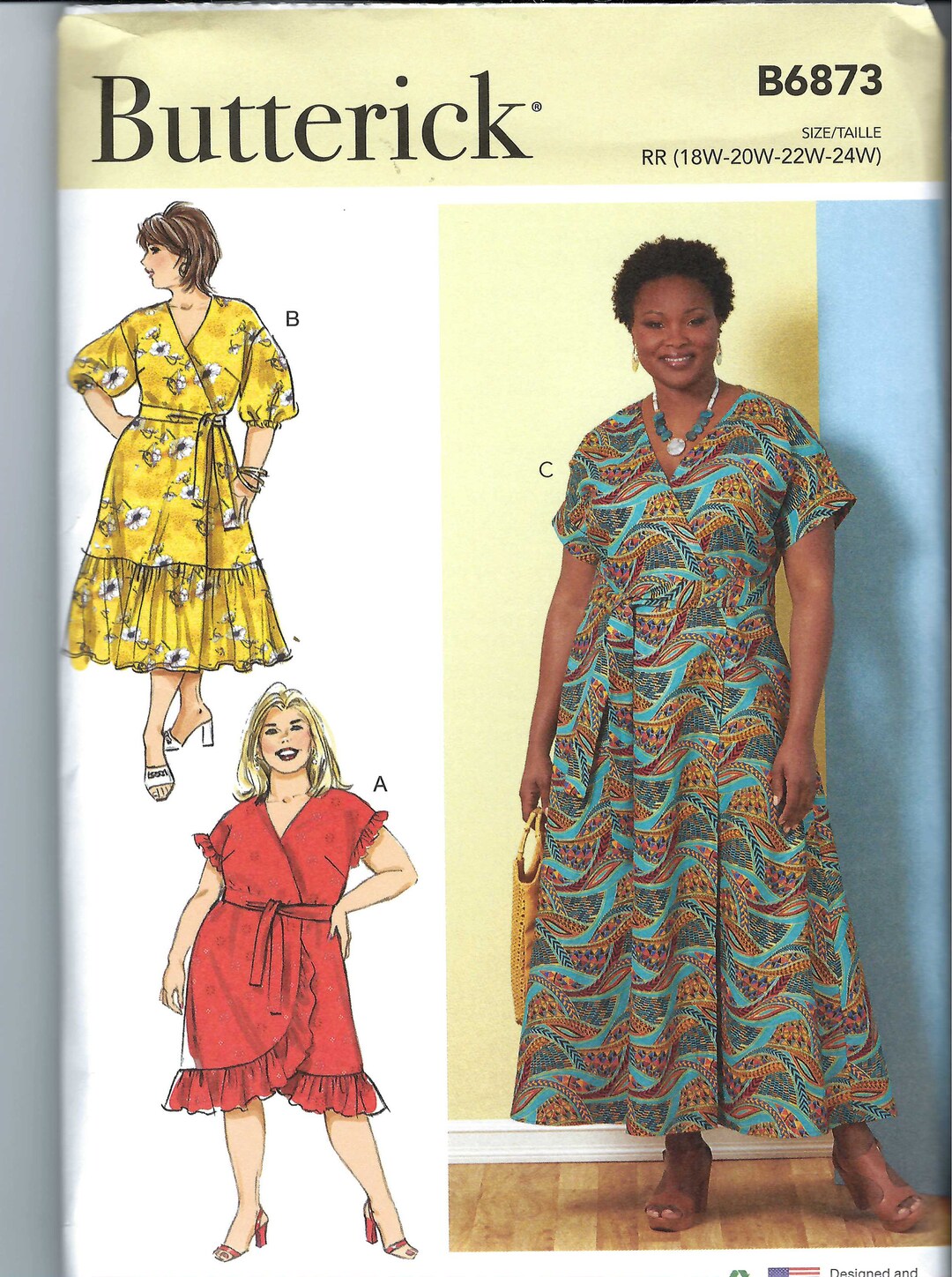 Uncut Butterick Sewing Pattern 11347 6873 Wrap Dress, Wrapped Maxi ...