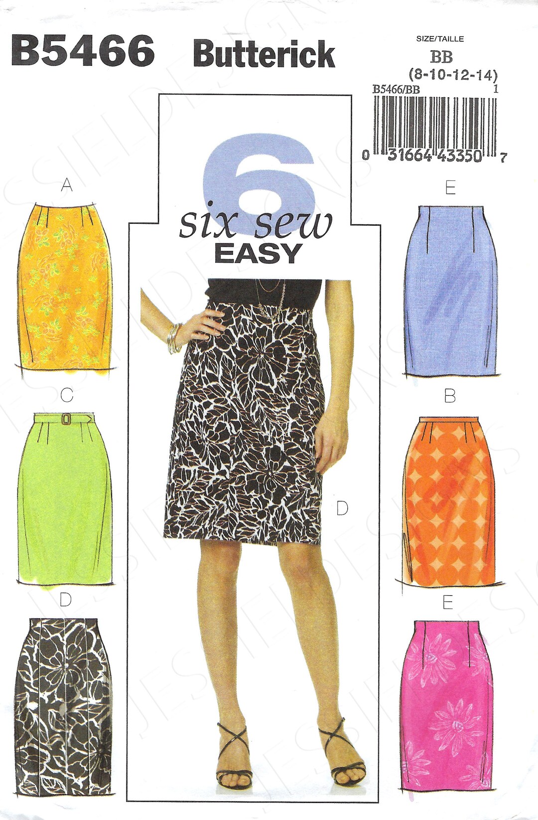 Uncut Butterick Sewing Pattern 5466 6 Easy Sew Skirts Uncut Sewing ...