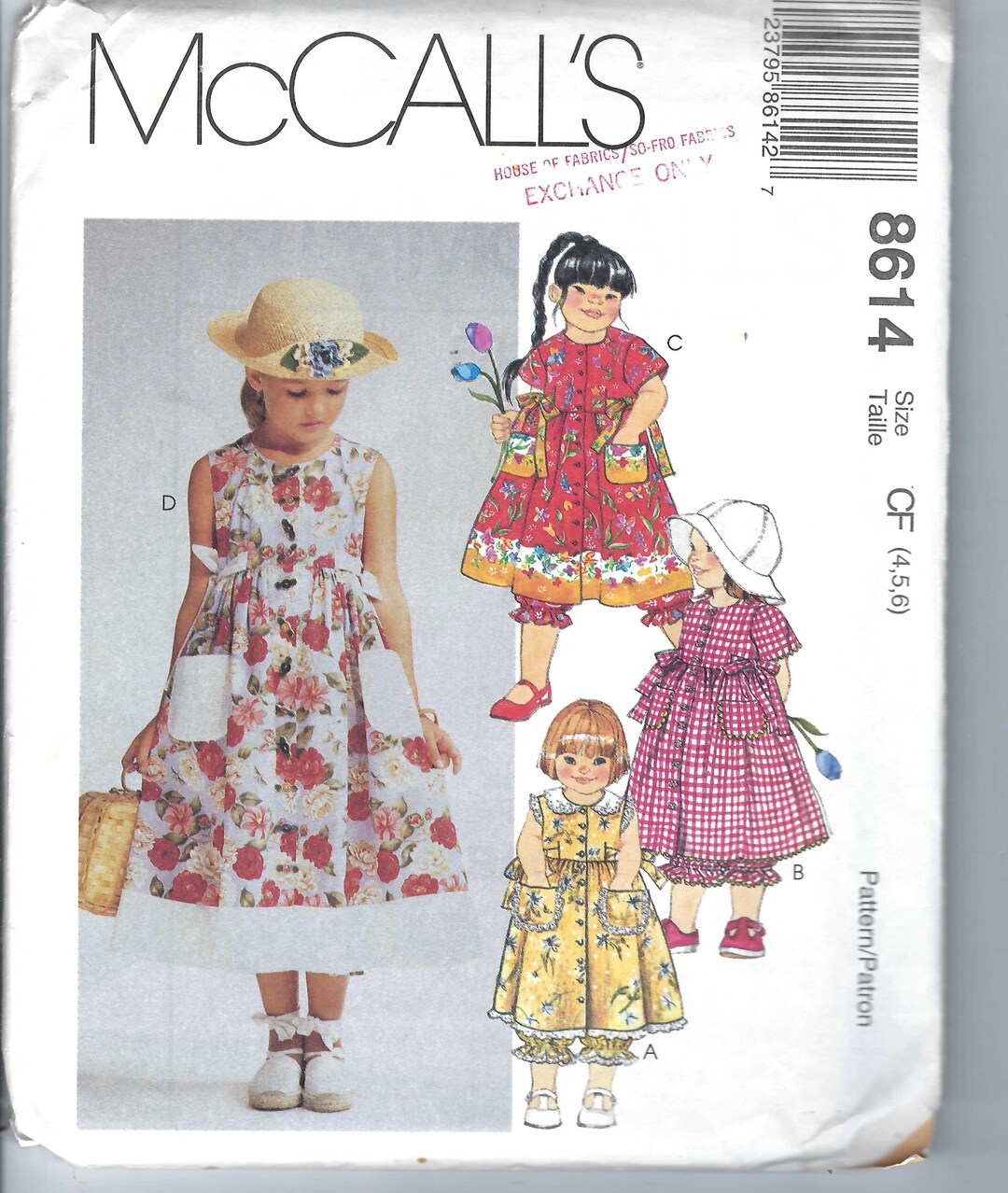 Uncut Vintage Mccalls Sewing Pattern 8614 Girls Dress Pantaloons Easter ...