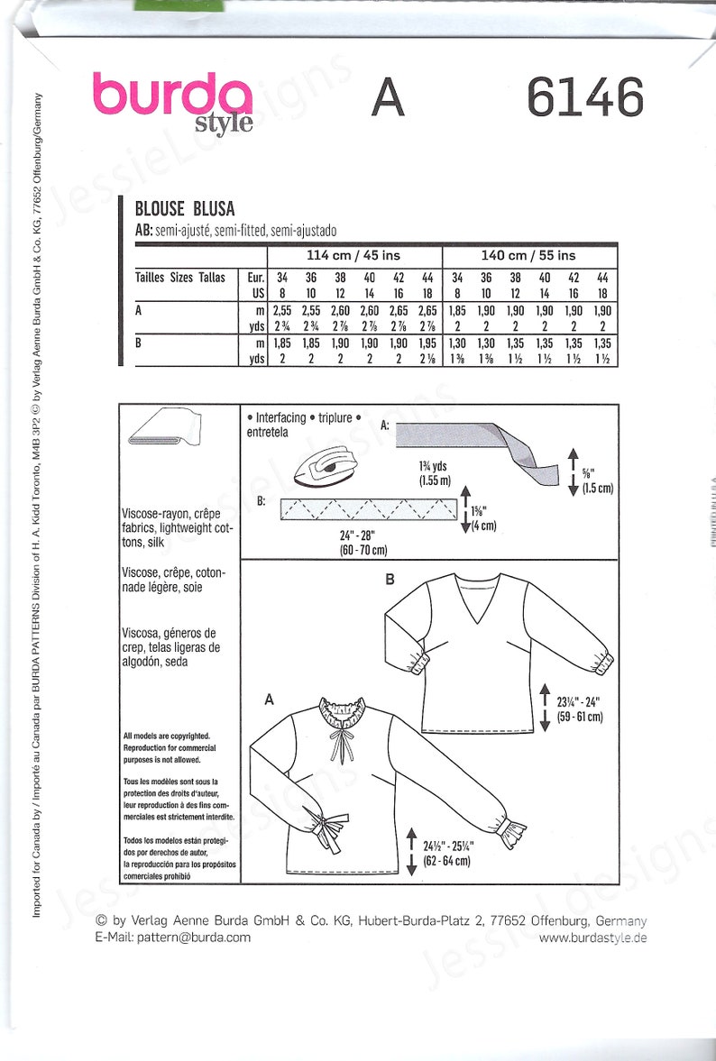 Uncut Burda Pattern Easy Sewing Pattern 6146 Blouse Chic | Etsy