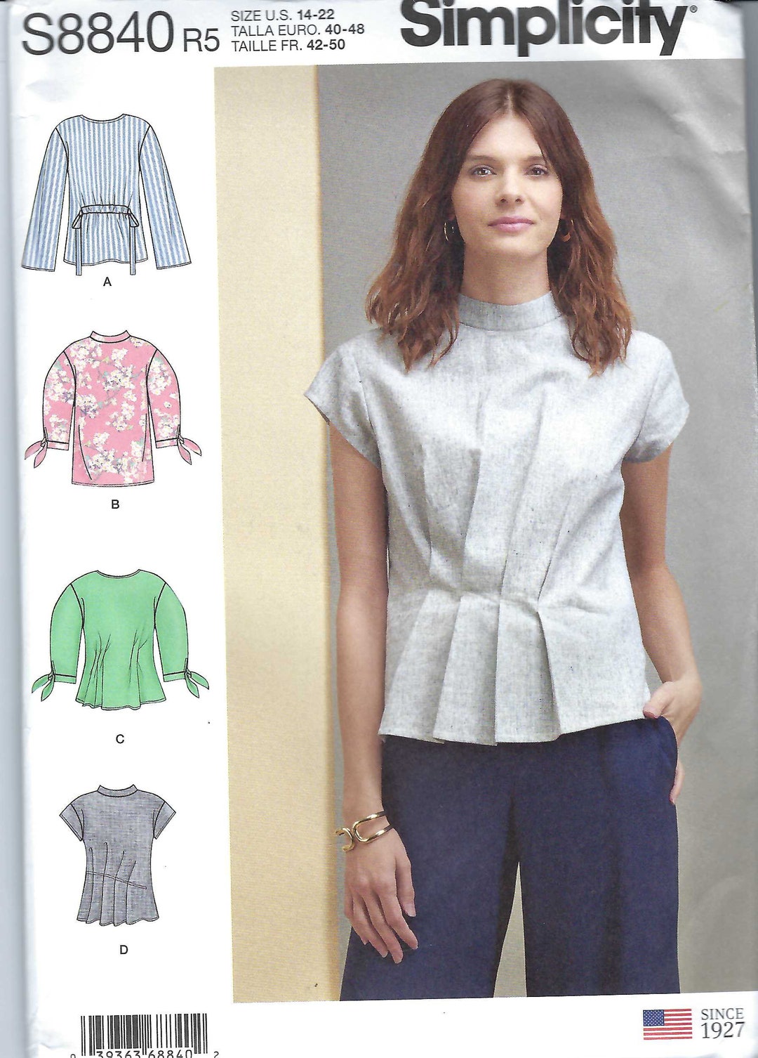 Uncut Simplicity Sewing Pattern 8840 Misses' Top With Length, Front ...
