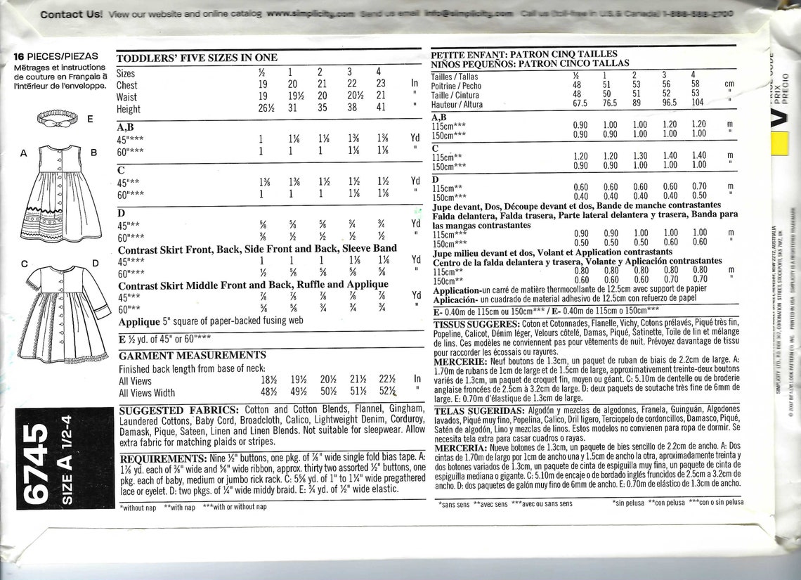 Uncut New Look Sewing Pattern 6745 Baby / Toddler Appliqued - Etsy