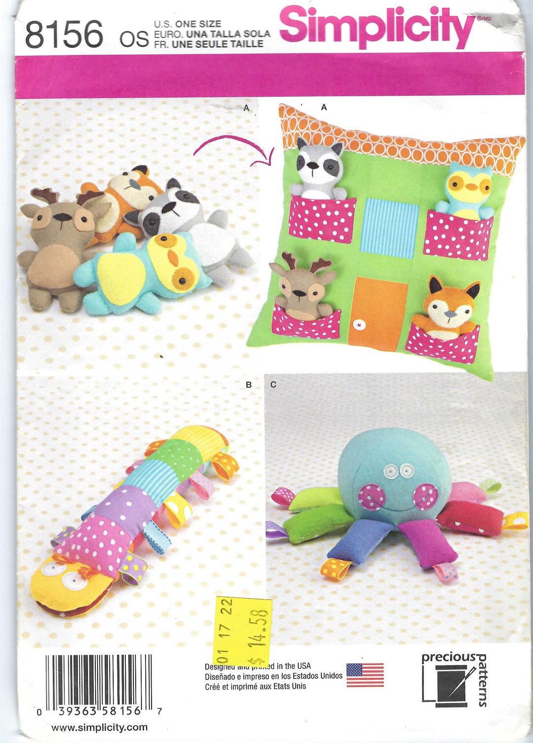 Uncut Simplicity Sewing Pattern 8156 Infant Babies' Pillow House With ...