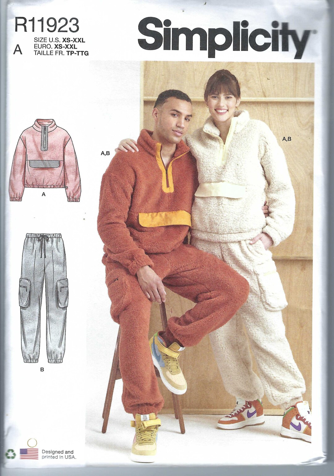 Uncut Simplicity Sewing Pattern 11923 9828 Unisex Sweatshirt and Pants ...
