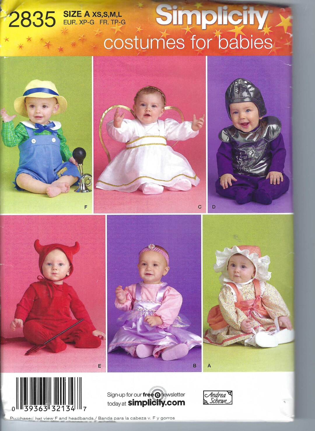 Uncut Simplicity Sewing Pattern Babies' Costumes Simplicity 2835 Size ...