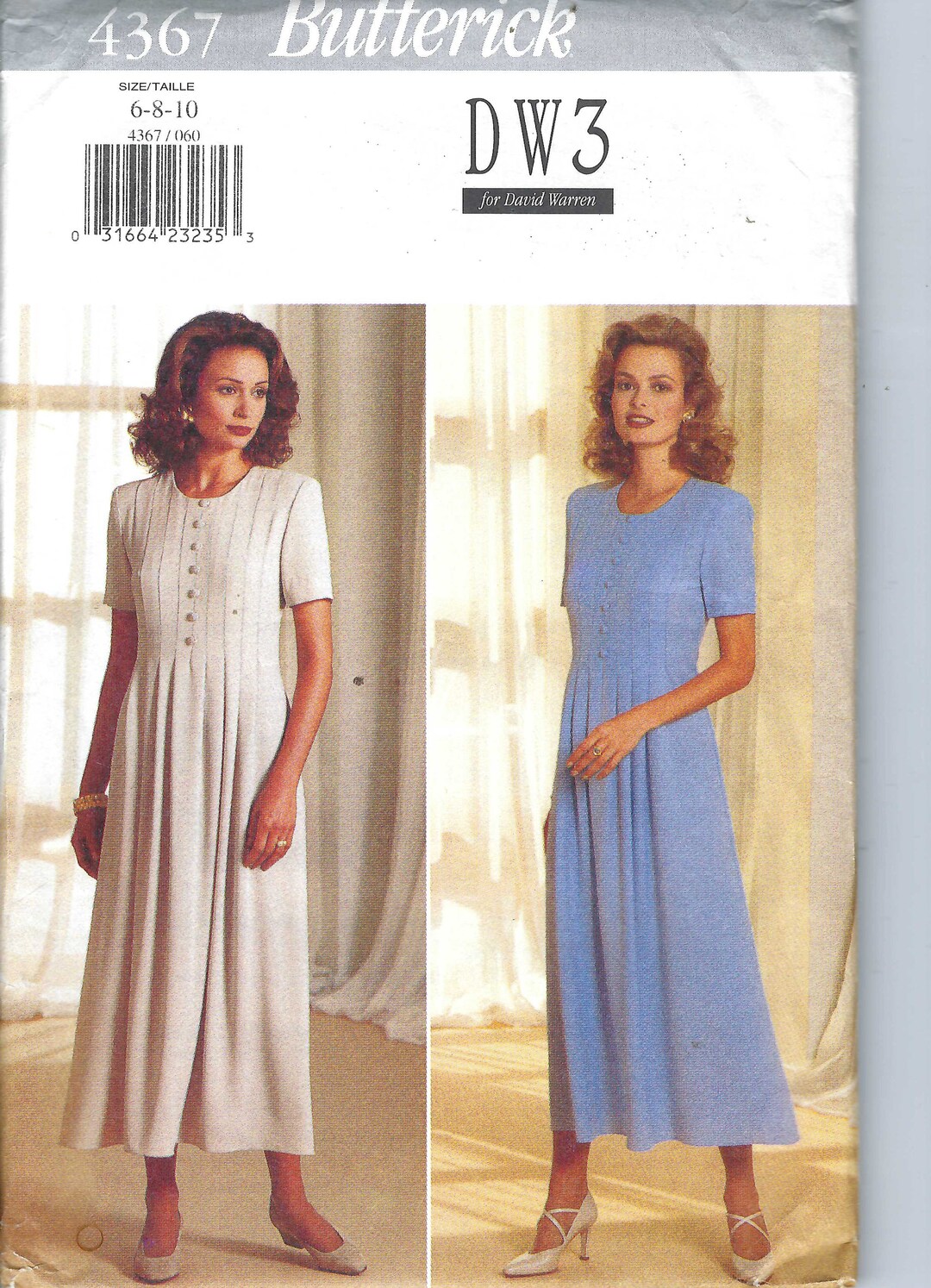 Uncut Vintage Butterick Sewing Pattern 4367 David Warren DW3 Miss/miss ...