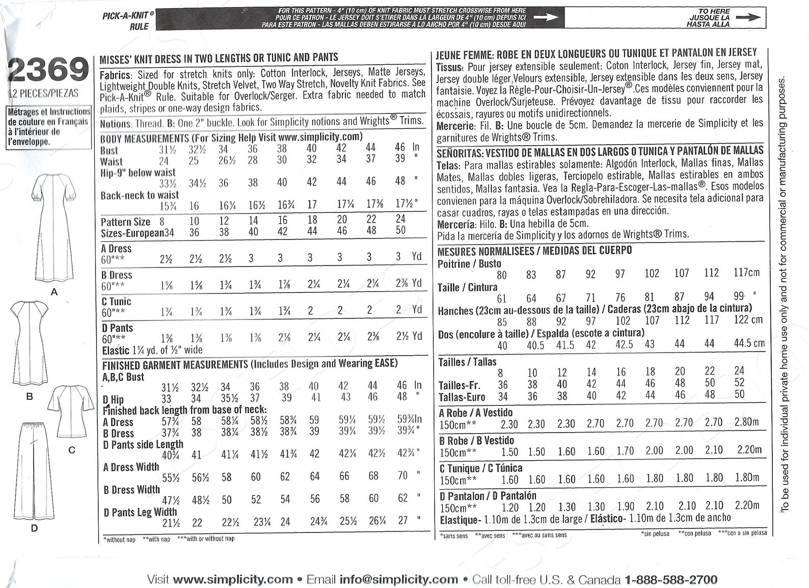 Uncut Simplicity Sewing Pattern 2369 Misses Pattern for Top - Etsy