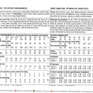 Uncut Simplicity Sewing Pattern 8162 18th Century Undergarments Pattern ...