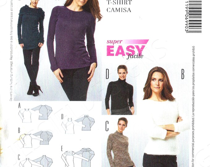 FF Burda Style Sewing Pattern 6990 T Shirt Tops & Jumpers Size 8-10-12 ...