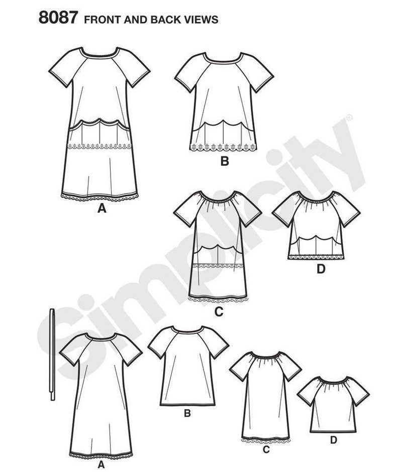 Uncut Simplicity 8087 Mommy and Me Tunic Dress and Top Girls - Etsy