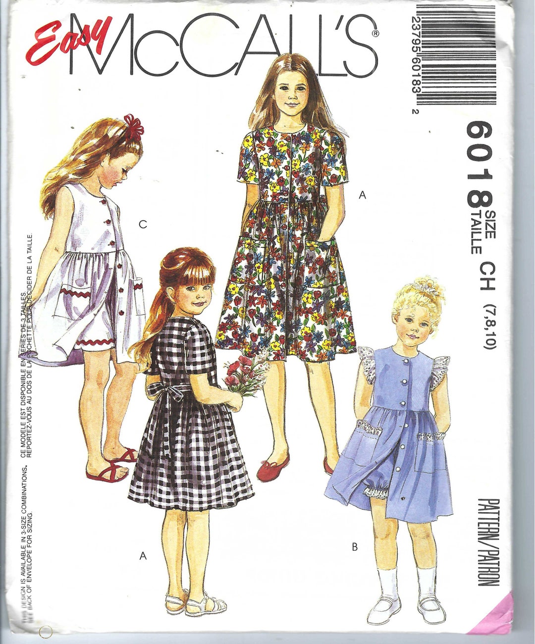 UNCUT Vintage Mccalls Sewing Pattern 6018 Pattern. Girls' Dresses ...