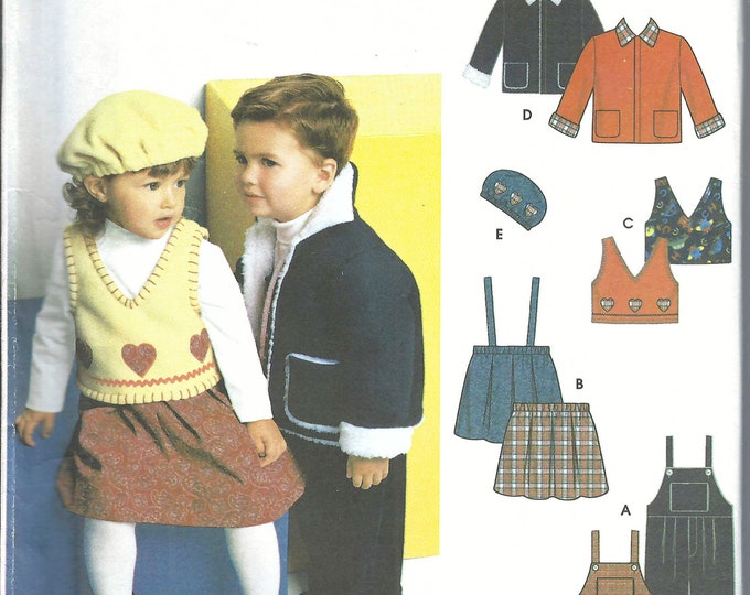 Uncut Simplicity Sewing Pattern 4832 Toddlers' Overalls, Skirt, Vest ...