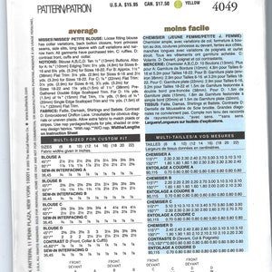 Uncut Butterick Sewing Pattern 4049 Misses' Loose Fitting, Raised ...